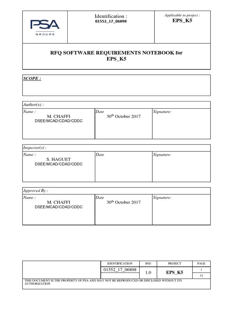 Pack RFQ SW Requirements EPS K5 | PDF | Software | Parameter (Computer ...