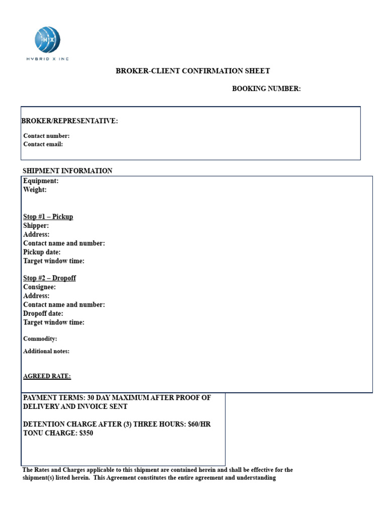Broker-Client Shipment Confirmation Sheet | PDF | Law