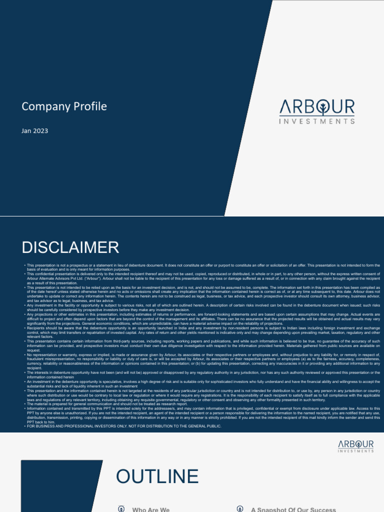 Arbour Investment - Company Profile | PDF | Investing | Banks