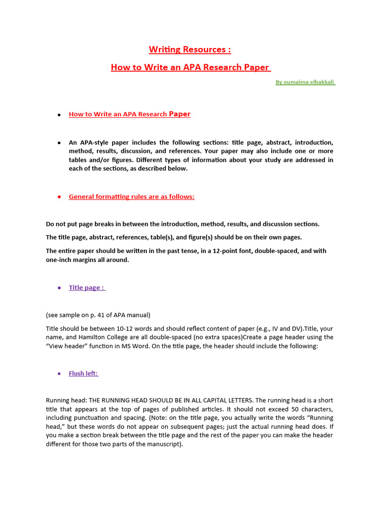 Writing Resources How To Write An APA Re | PDF | Apa Style | Methodology