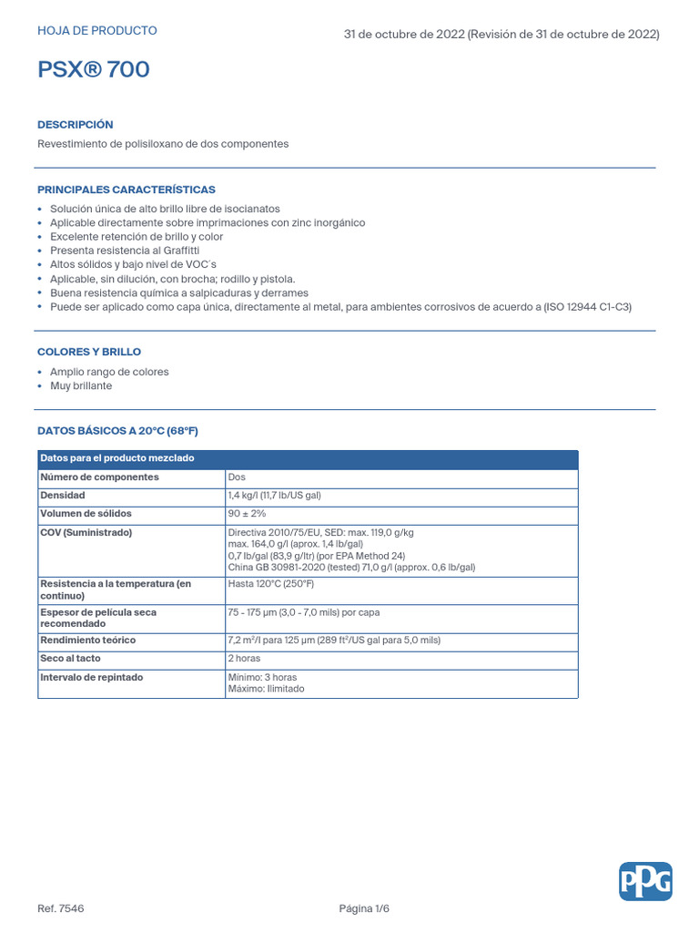 PPG PSX 700 | Descargar gratis PDF | Información | Acero