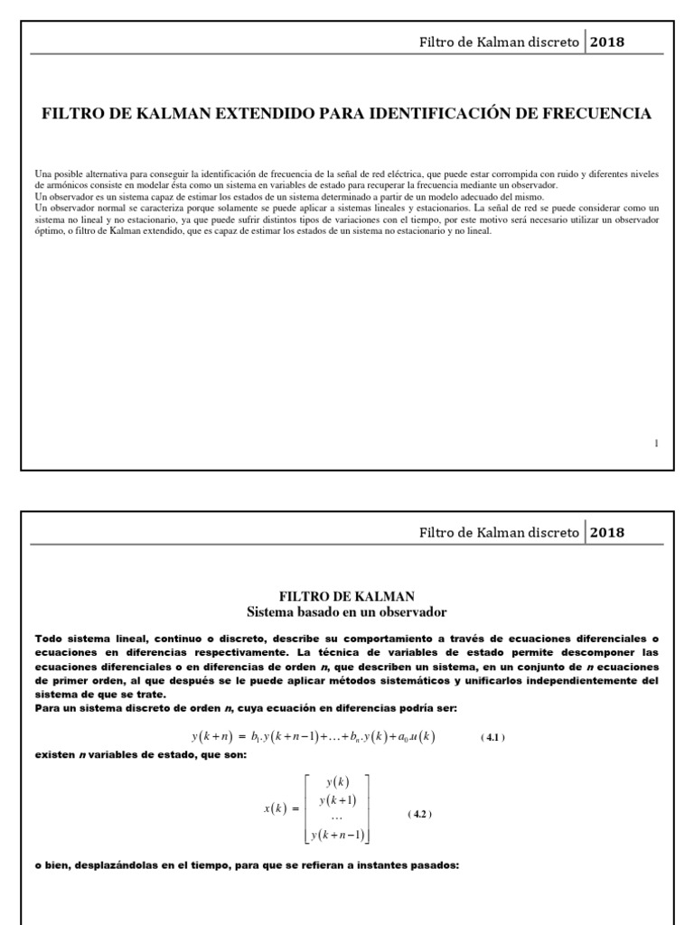 2.2 Filtro de Kalman Discreto | PDF | Filtro Kalman | Matemáticas