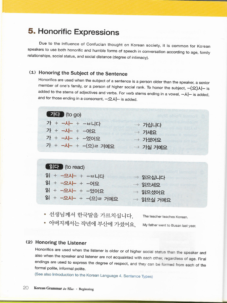 Honorific Expressions KOR 3 | PDF