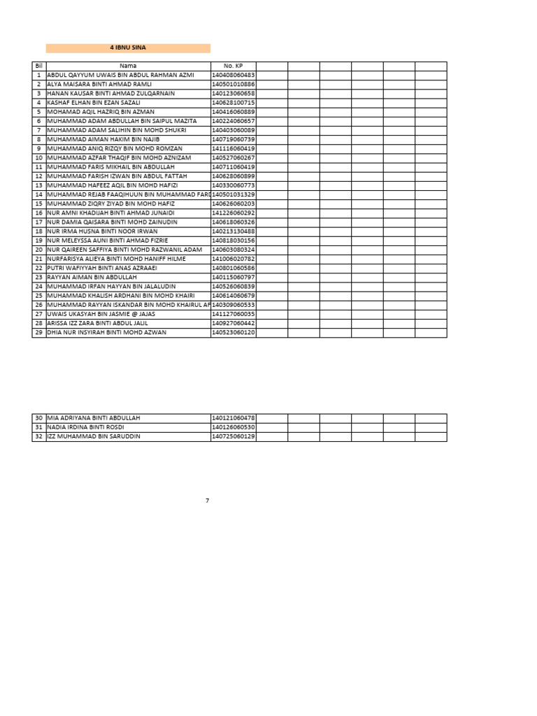 Tasmik Tahun 4 Student List | PDF