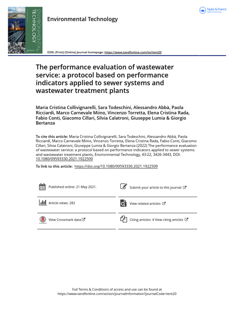 The Performance Evaluation of Wastewater Service A Protocol Based On ...