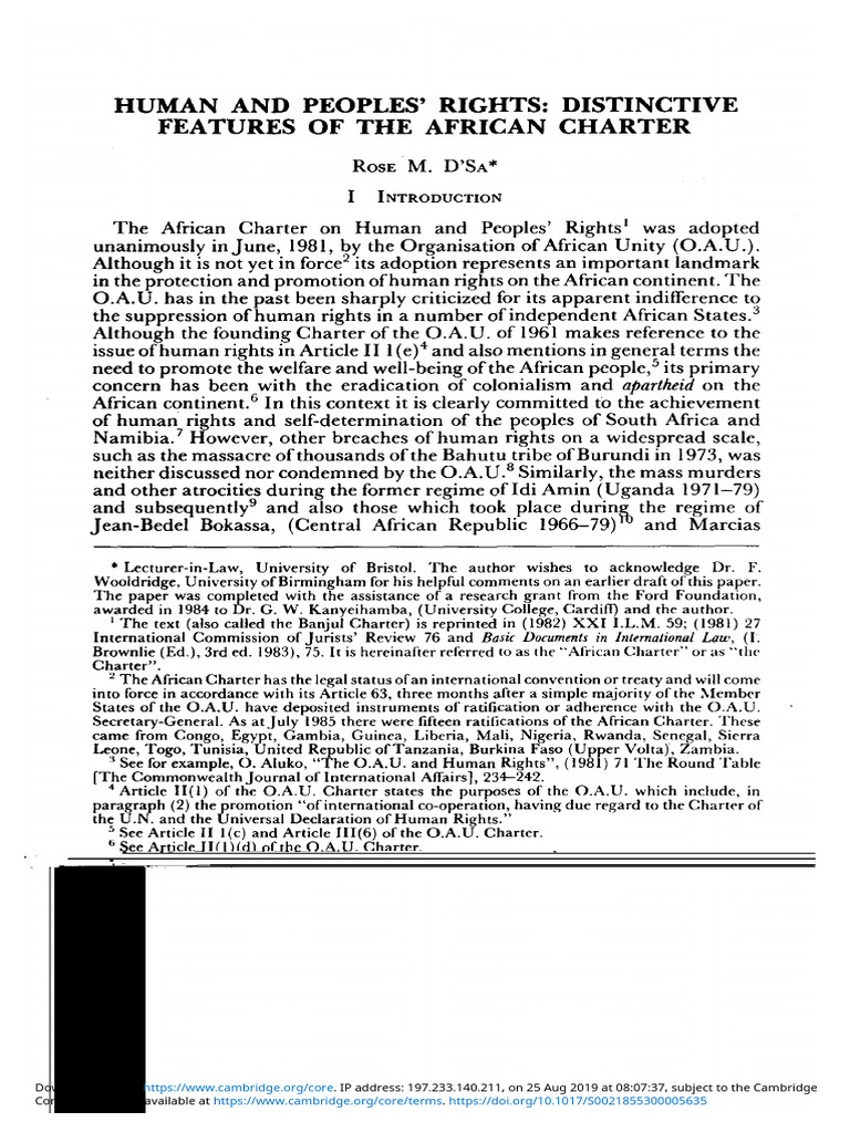 Div Class Title Human and Peoples Rights Distinctive Features of The ...