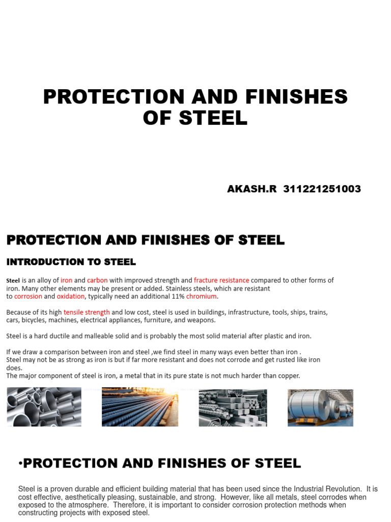 Steel Protection and Finishing Techniques | PDF | Corrosion | Steel