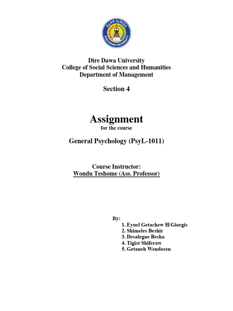 General Psychology Assignment (Psychology 101) | PDF | Senses | Perception