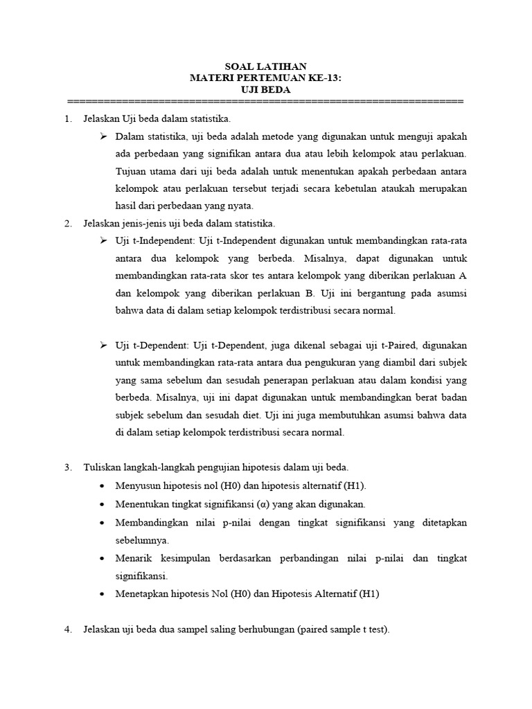 Latihan Soal Spss NHT Kop Akt | PDF