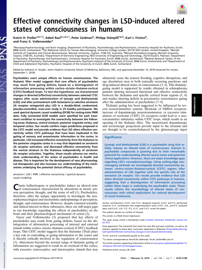 Effective Connectivity Changes in LSD-induced Altered States of ...