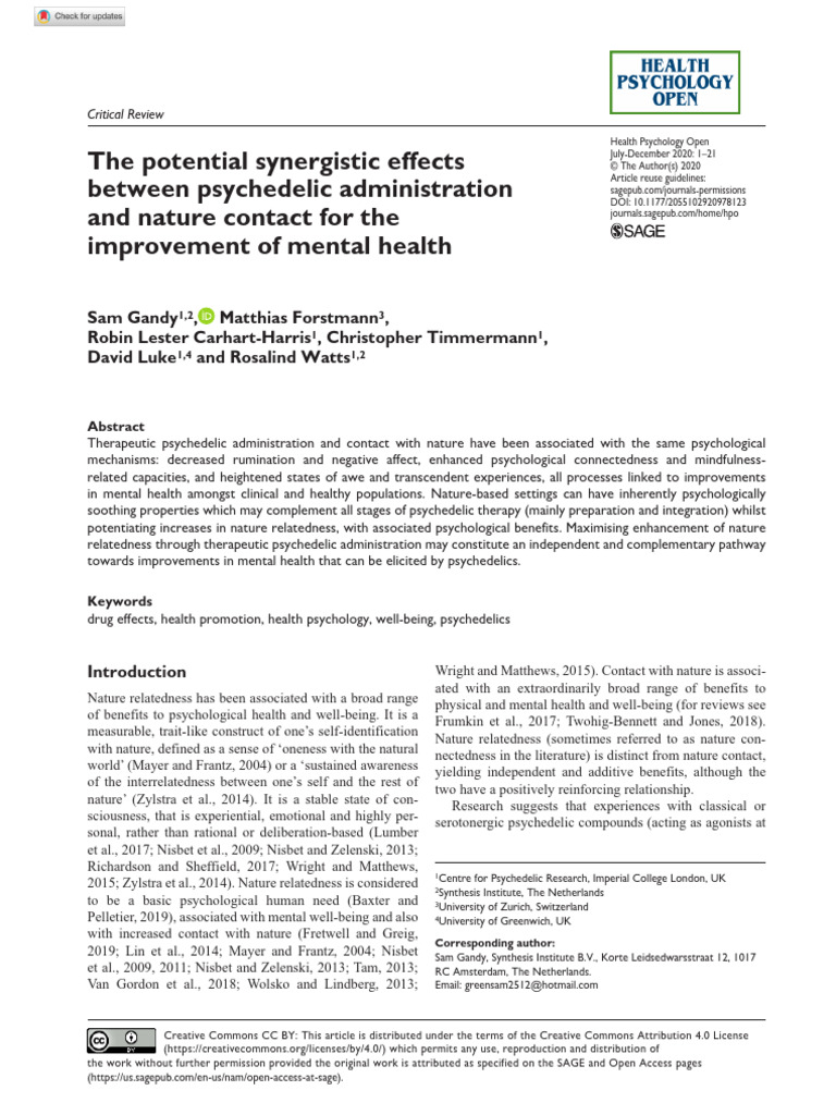 The Potential Synergistic Effects Between Psychedelic Administration ...