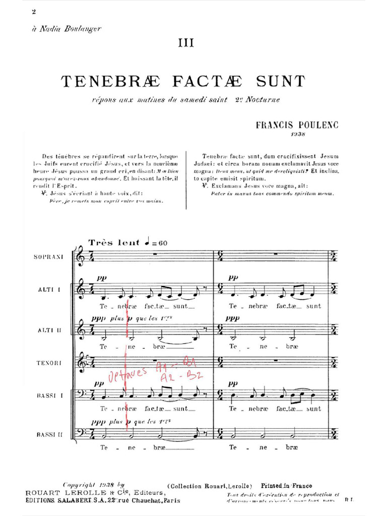 Tenebrae Factae Sunt, Poulenc | PDF