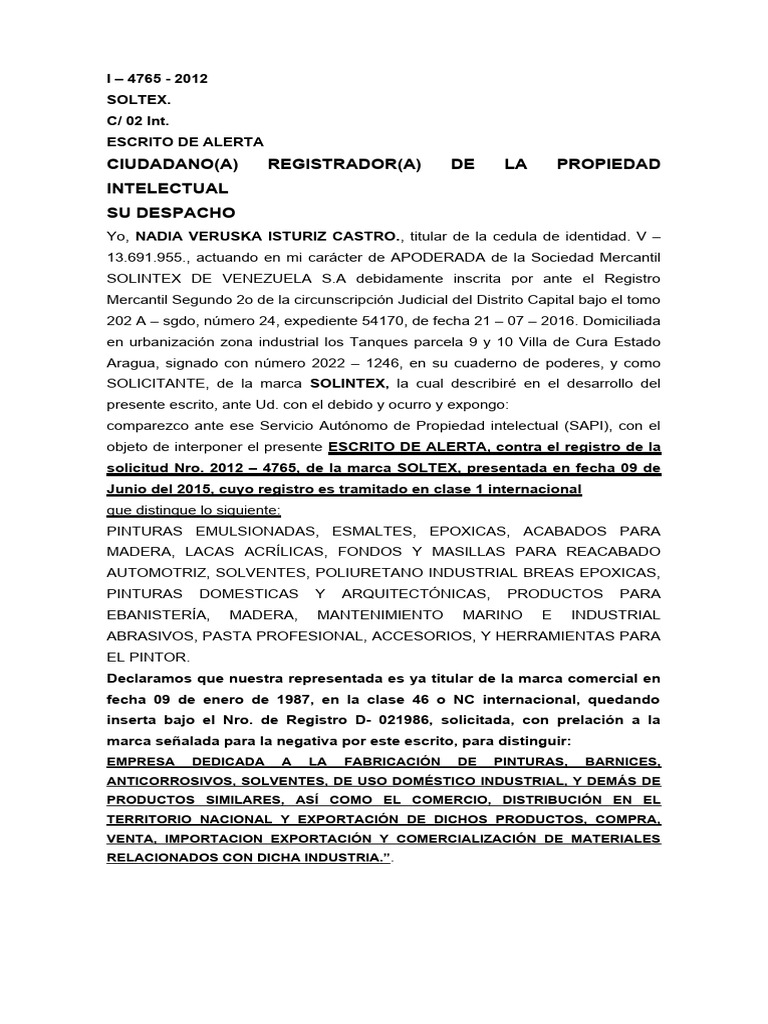 Alerta de Confusión de Marca Soltex | PDF | Marca | Marca comercial