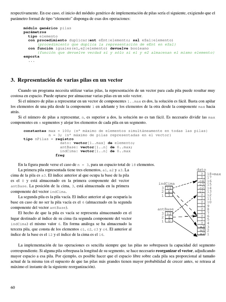 Pila | PDF | Puntero (Programación de computadora) | Variable (informática)