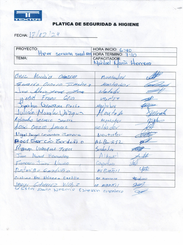 3.lista de Platica de Seguridad Semanal | PDF
