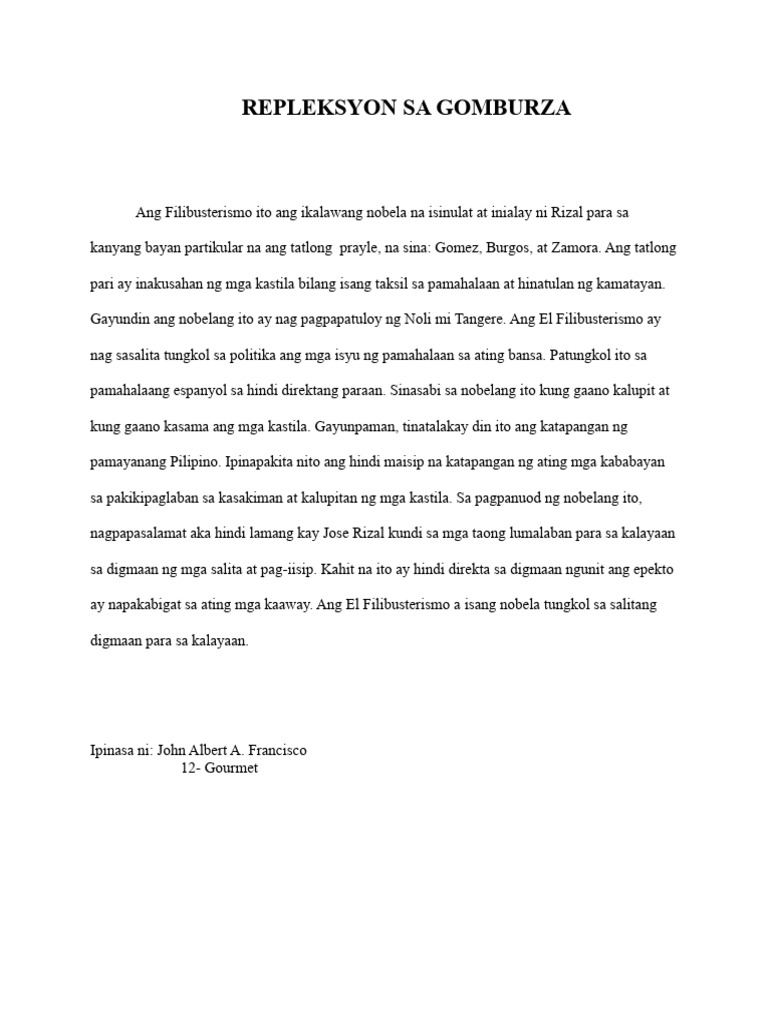 Repleksyon Sa Gomburza | PDF