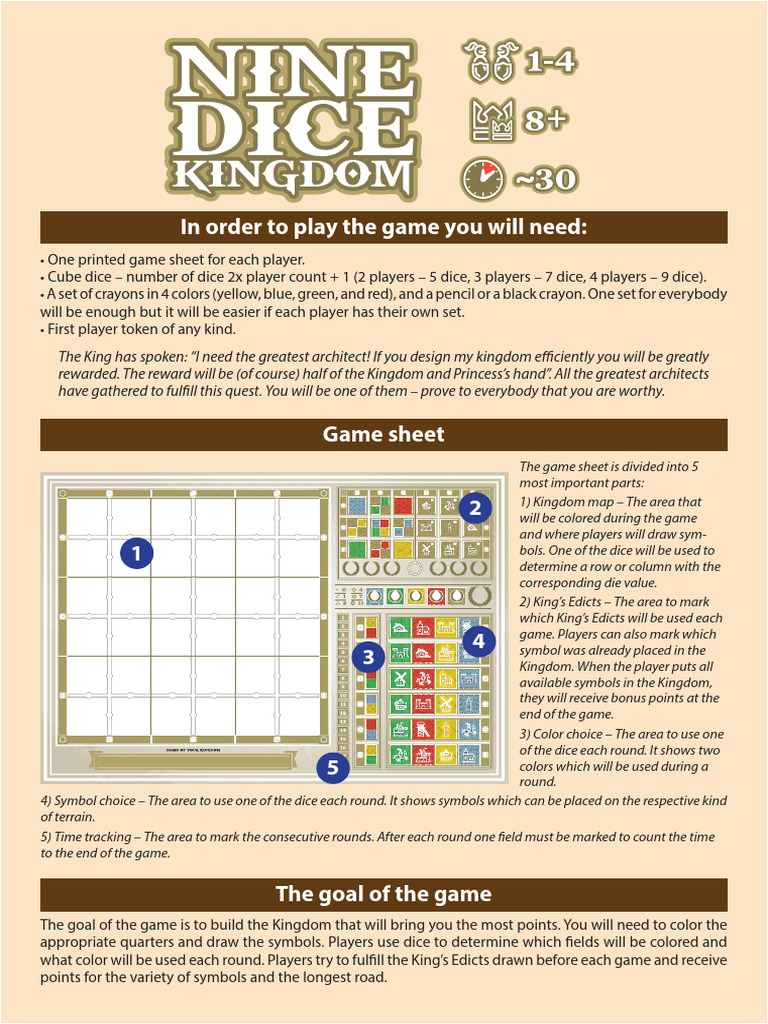 NineDiceKingdom RuleBookENG | PDF | Dice | Gaming