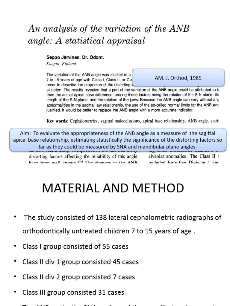 Evaluating ANB Angle in Malocclusion Analysis | PDF