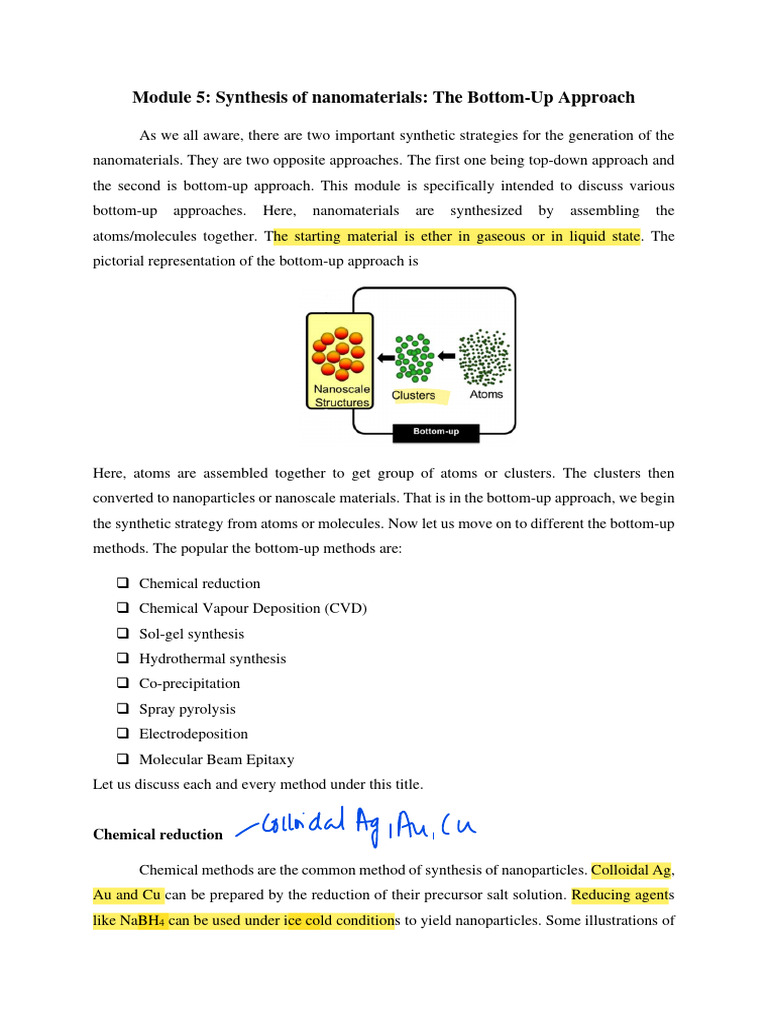 Script-Synthesis of Nanomaterials The Bottom-Up Approach | PDF ...