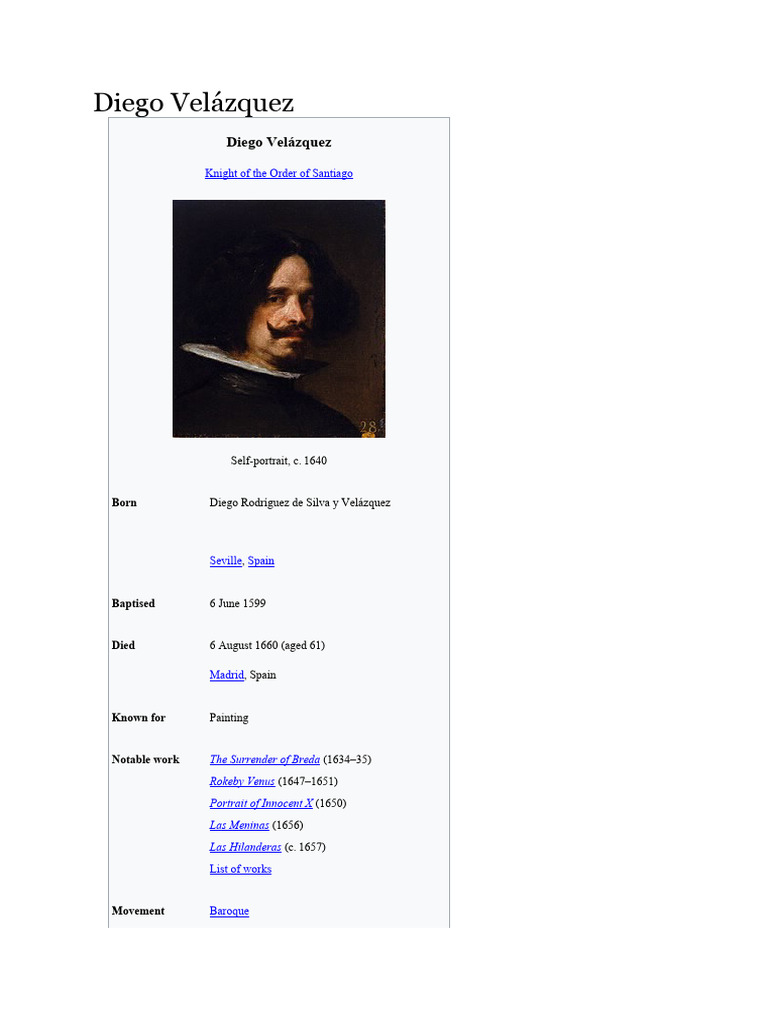 Diego Velázquez | PDF | Paintings