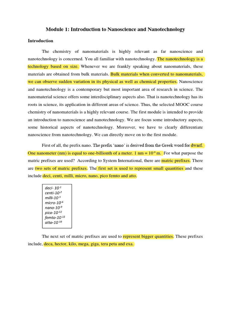 Script - Introduction To Nanoscience and Nanotechnology | PDF | Nanotechnology | Nanomaterials