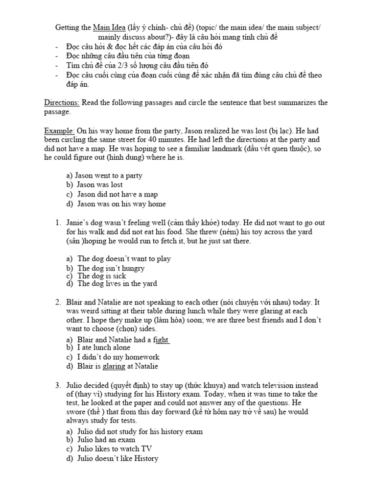 Getting The Main Idea 1-snv | PDF