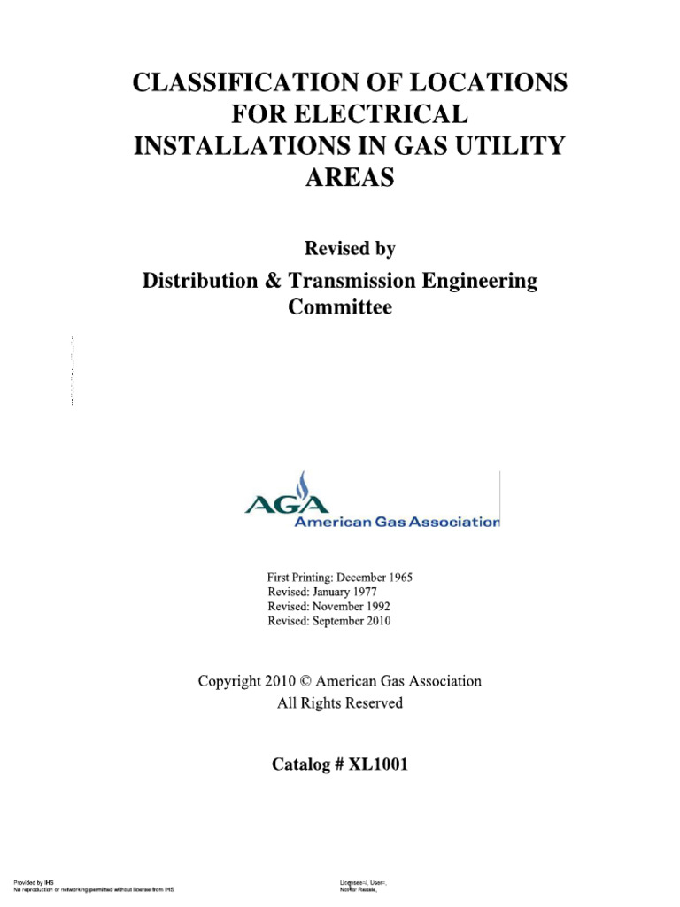 AGA XL1001 Classification of Locations For Electrical | PDF | Natural ...