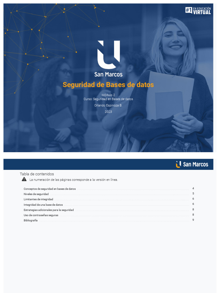 Lectura 1 - Módulo 2 - LISV-02 SEGURIDAD EN BASES DE DATOS 1-2024 G 1 - D | PDF | Contraseña ...