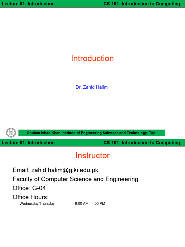 ITC Lect 01 (Introduction) - REVISED | PDF | Computing | Personal Computers