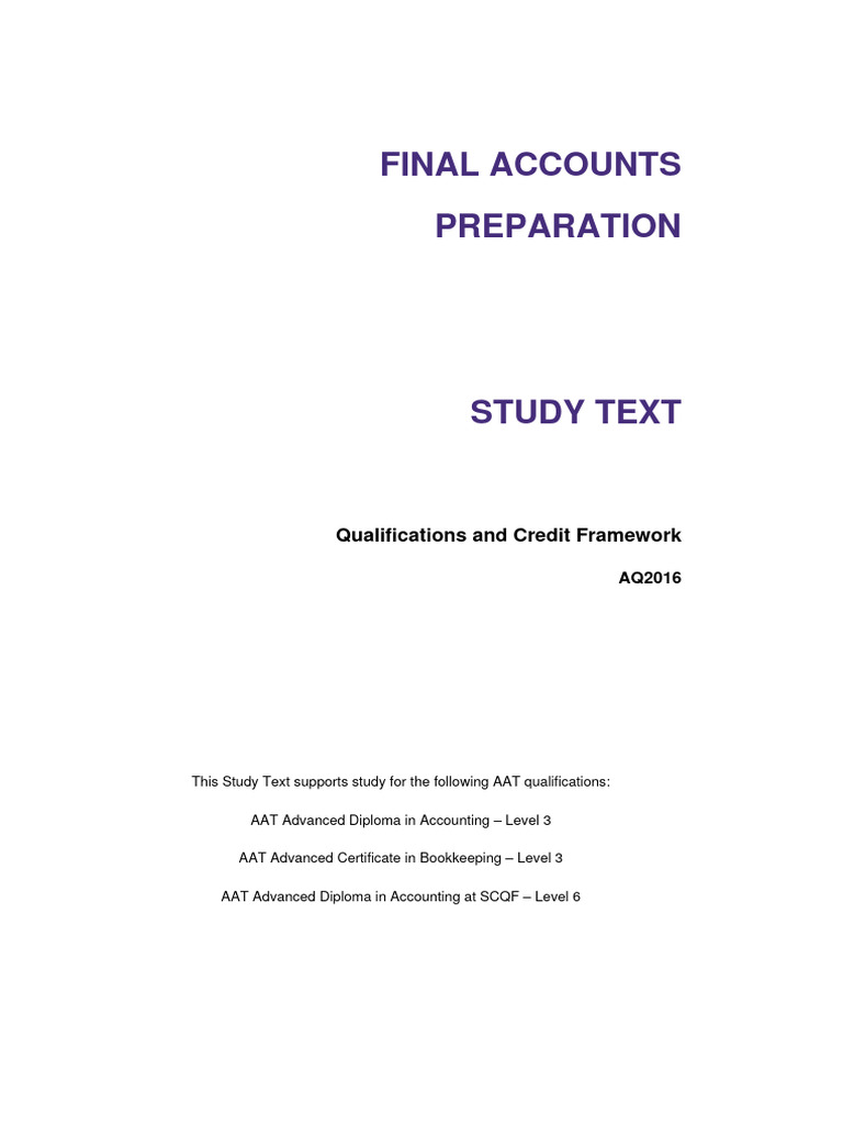 Look Inside Study Text Aat Final Accounts Preparation | PDF | Balance ...