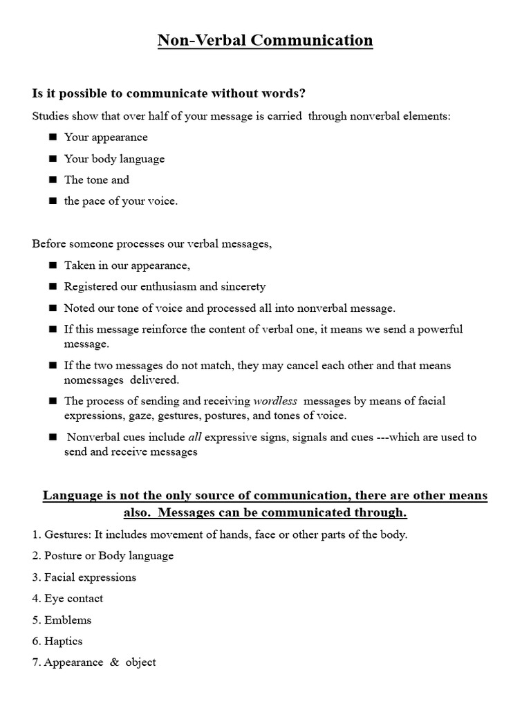 Understanding Non-Verbal Communication | PDF | Nonverbal Communication ...