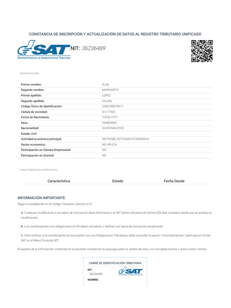Portal SAT - Impresión de RTU - Guatemala | PDF