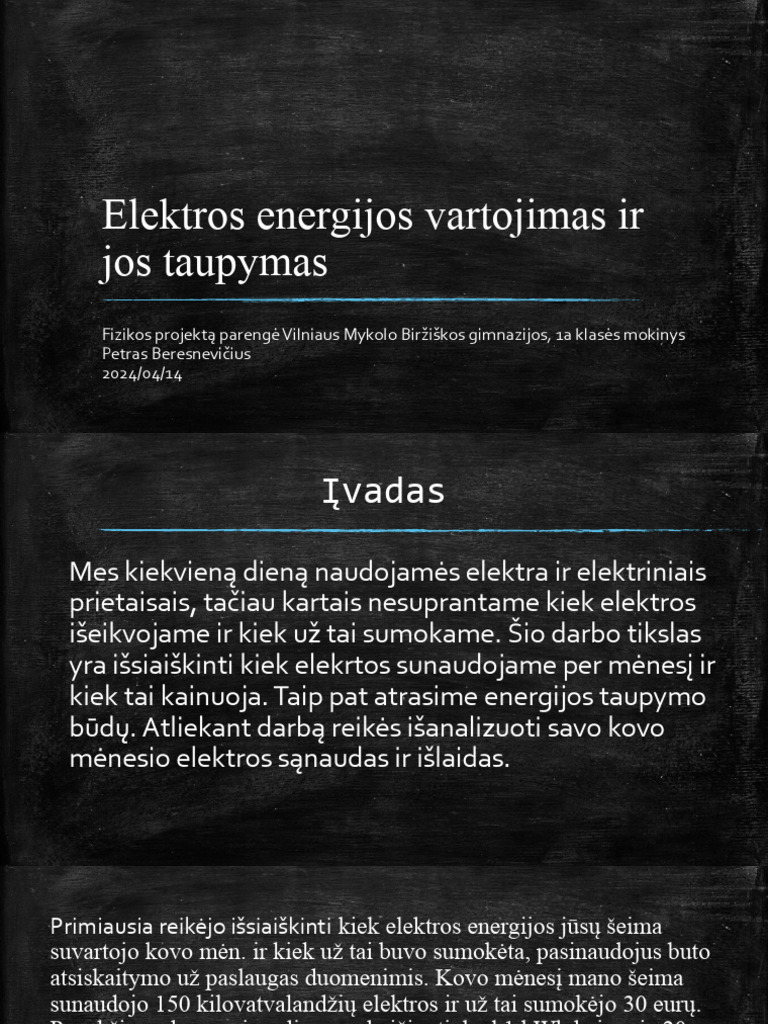 Elektros Energijos Vartojimas Ir Taupymas Petras 1a | PDF Elektros Energijos Vartojimas Ir Taupymas Petras 1a | PDF
