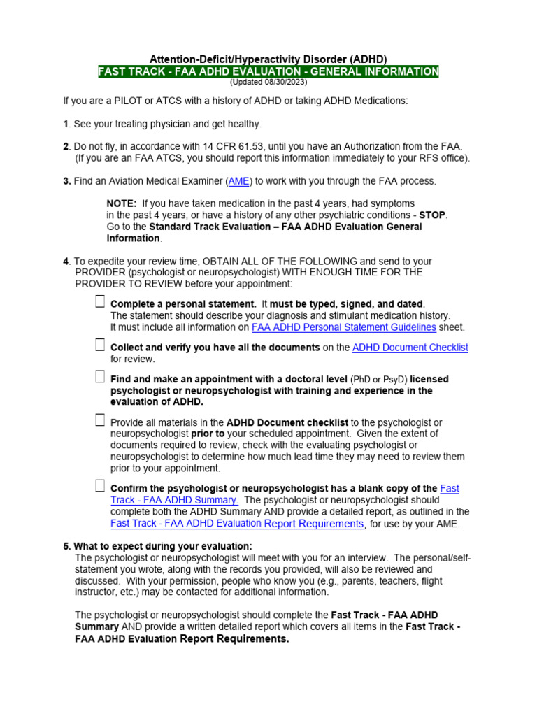 ADHD Fast Track Eval General Info | PDF | Attention Deficit ...