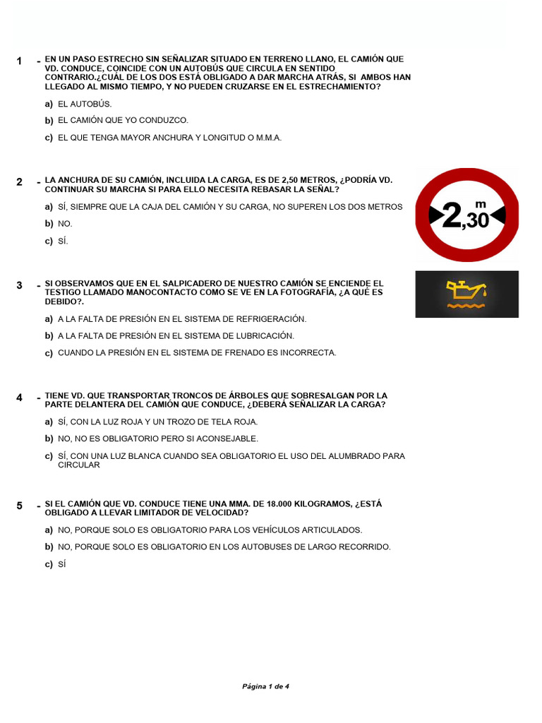 01 Examen C | PDF | Neumático | Camión