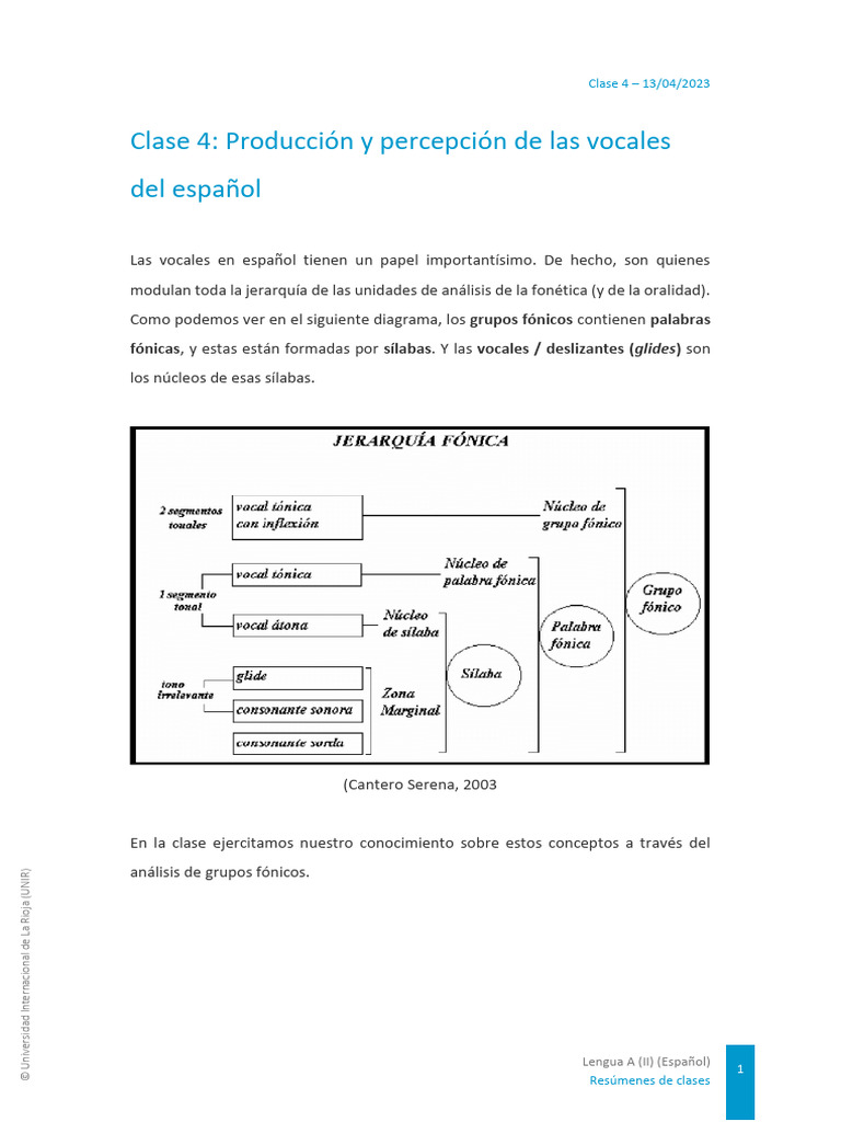 Clase4 Resumen | PDF | Sílaba | Vocal