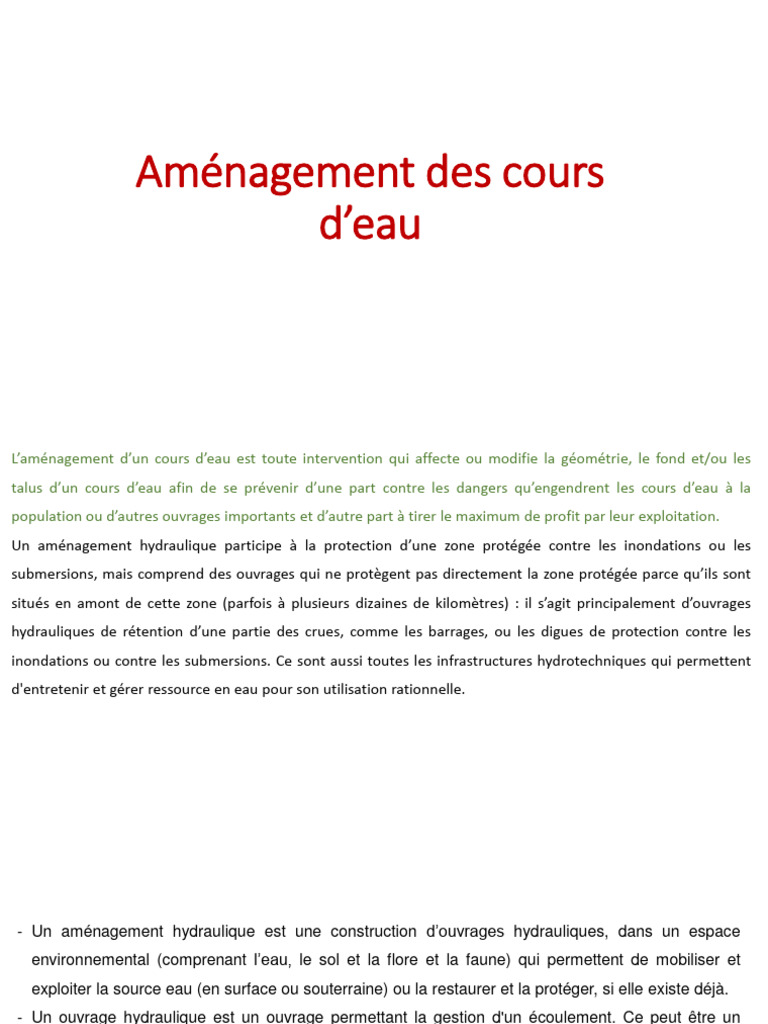 3.aménagement Des Cours D'eau | PDF | Barrage | Lac de barrage