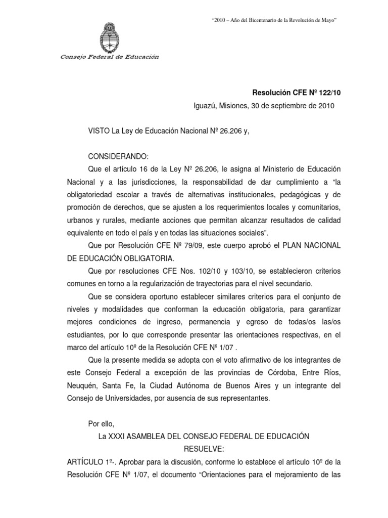 Rcfe 122-10 | PDF | Educación primaria | Escuelas