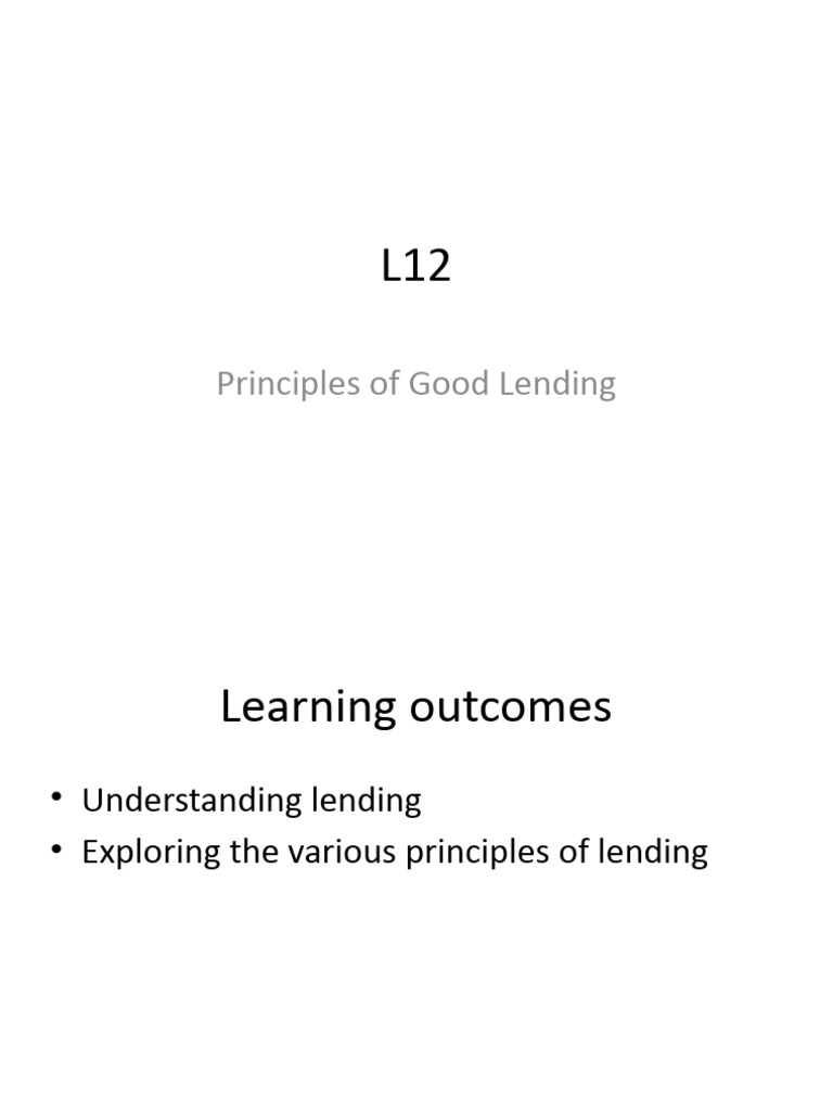 Principles of Good Lending | Download Free PDF | Banks | Loans