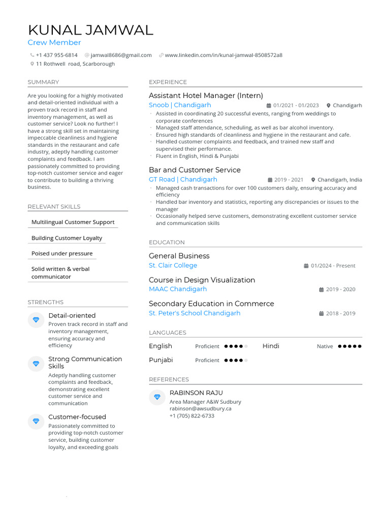 Kunal Jamwal Resume | Download Free PDF | Business