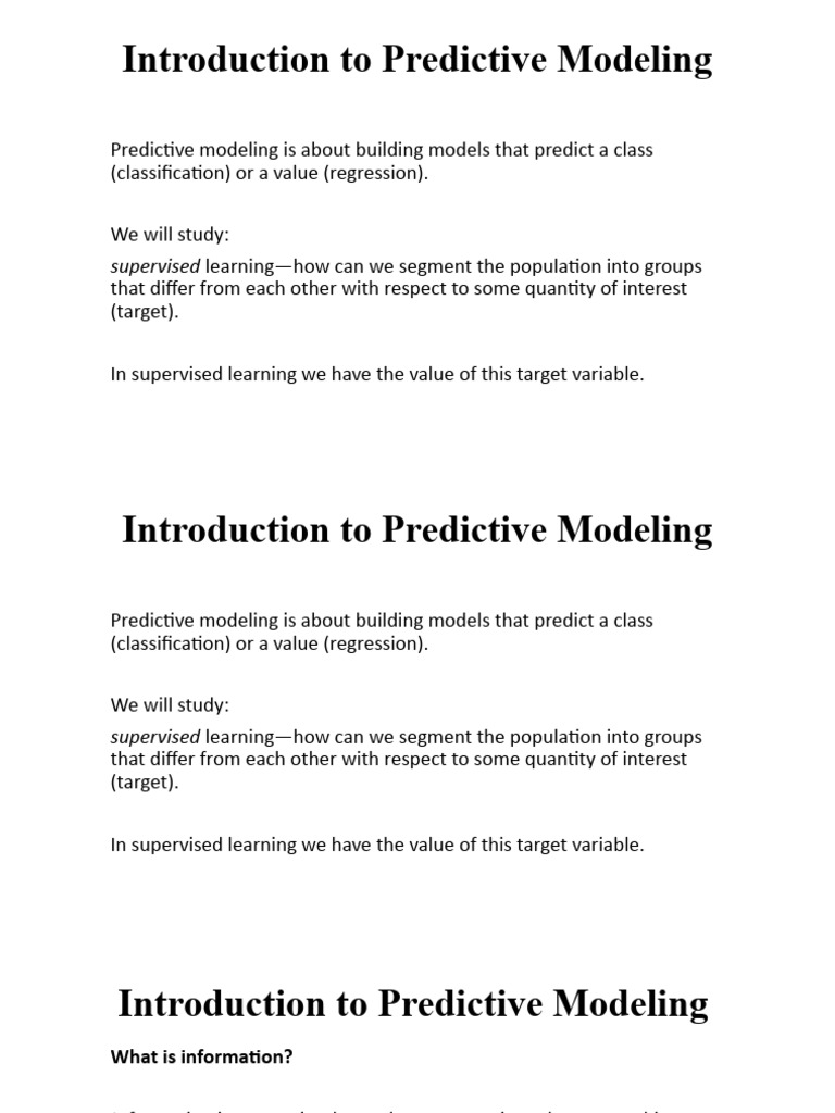 3_Intro to Predictive Modeling | PDF | Entropy | Machine Learning