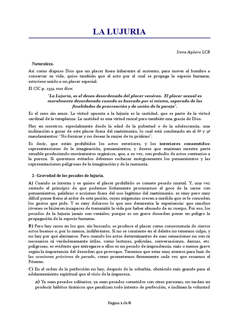 La-Lujuria | PDF | Lujuria | Castidad