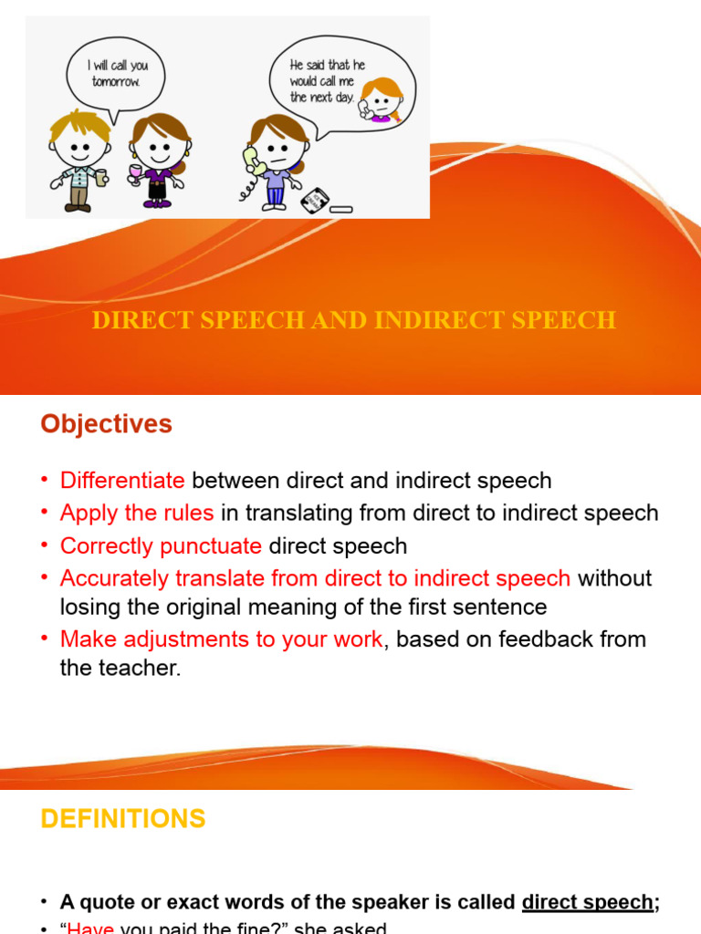 Direct and Indirect Speech REVIEW | PDF | Lunch | Meal