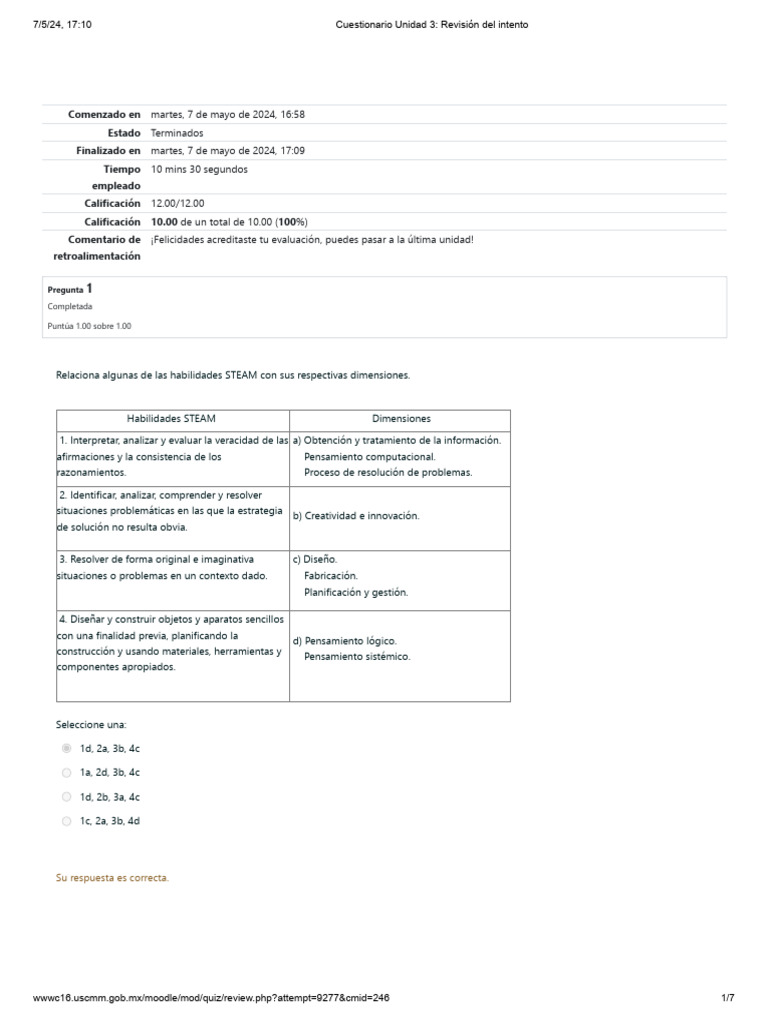 Cuestionario Unidad 3: Evaluación y Resultados | PDF | Aprendizaje ...