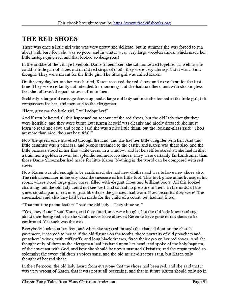 Hans-Christian-Andersen-Fairy-Tales-THE RED SHOES | PDF | Shoe | Hans ...
