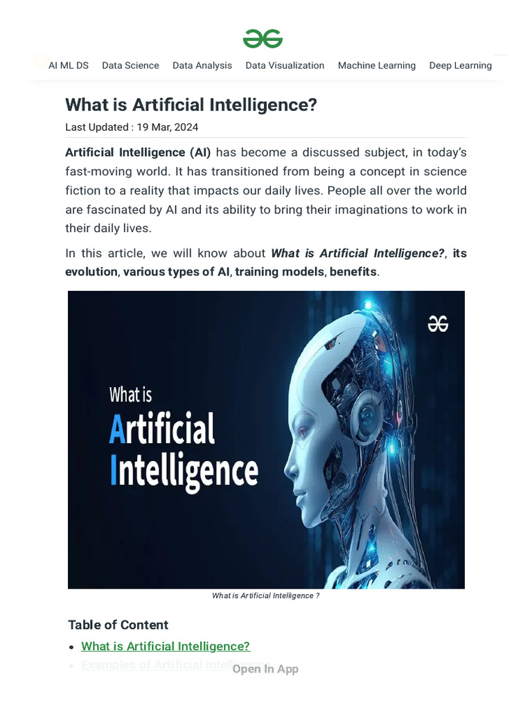 What Is Artificial Intelligence?: Last Updated: 19 Mar, 2024 | PDF | Artificial Intelligence ...