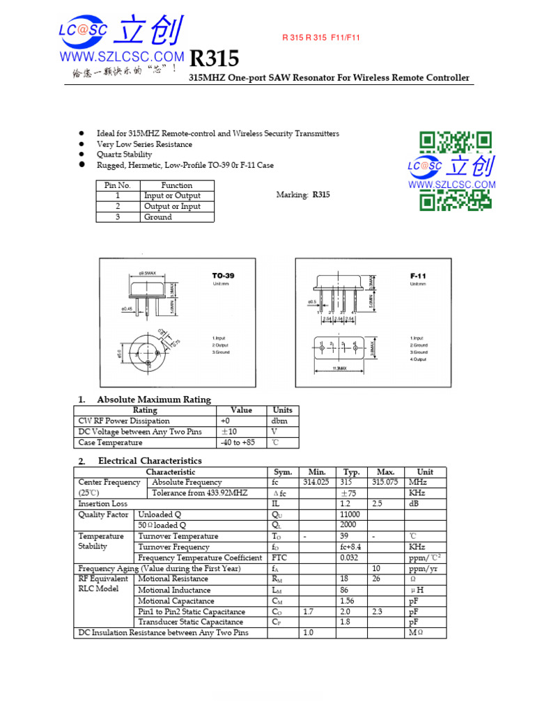 Yangxing-Tech-RF11315MA4SI C2279 | PDF | Capacitance | Electromagnetism