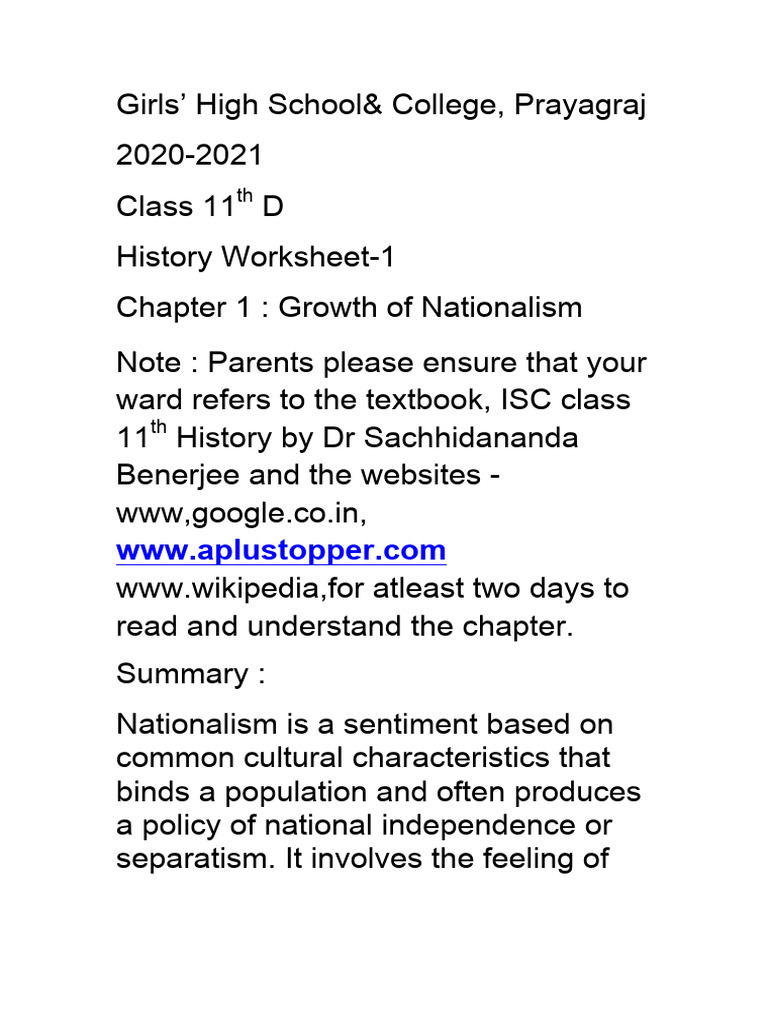 Class-11D-History-Worksheet-1 | PDF | Partition Of India | British Raj