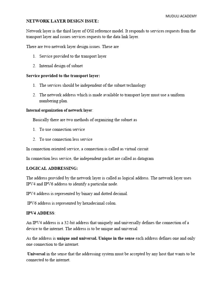 Le 11network Layer Design Issue Ok | PDF | Internet Protocols | I Pv6 Le 11network Layer Design Issue Ok | PDF | Internet Protocols | I Pv6