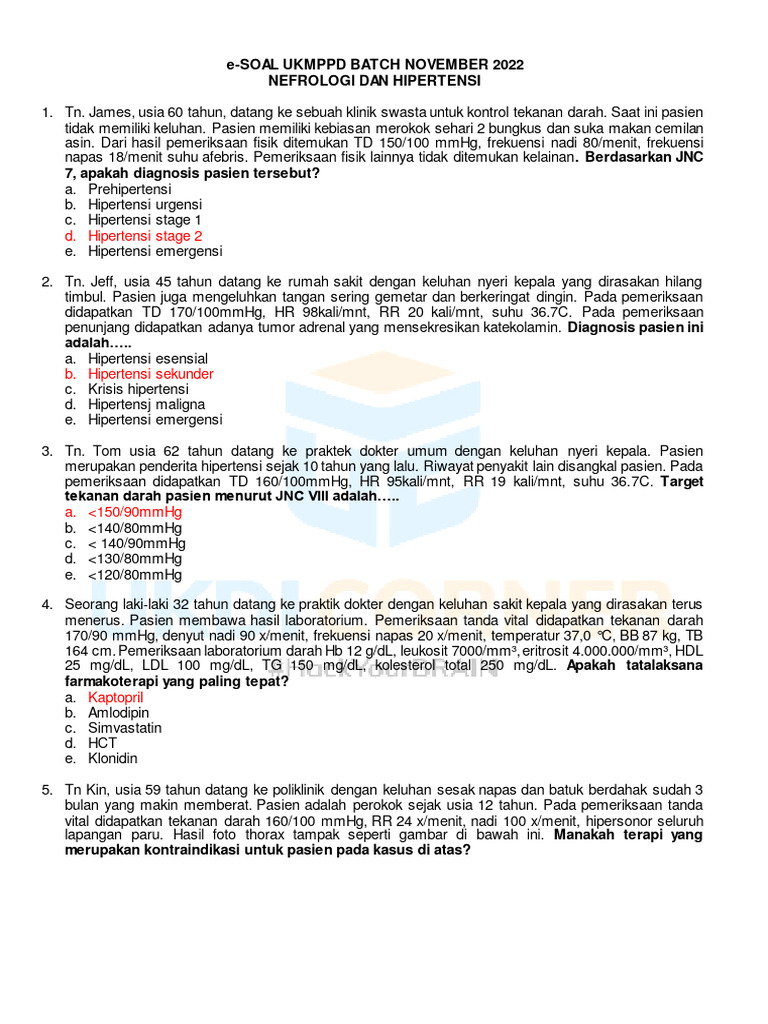 Soal UKMPPD: Nefrologi & Hipertensi | PDF | Sains & Matematika
